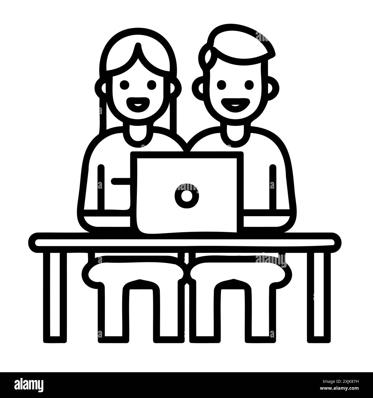 Couple work on laptop Stock Vector Images - Alamy