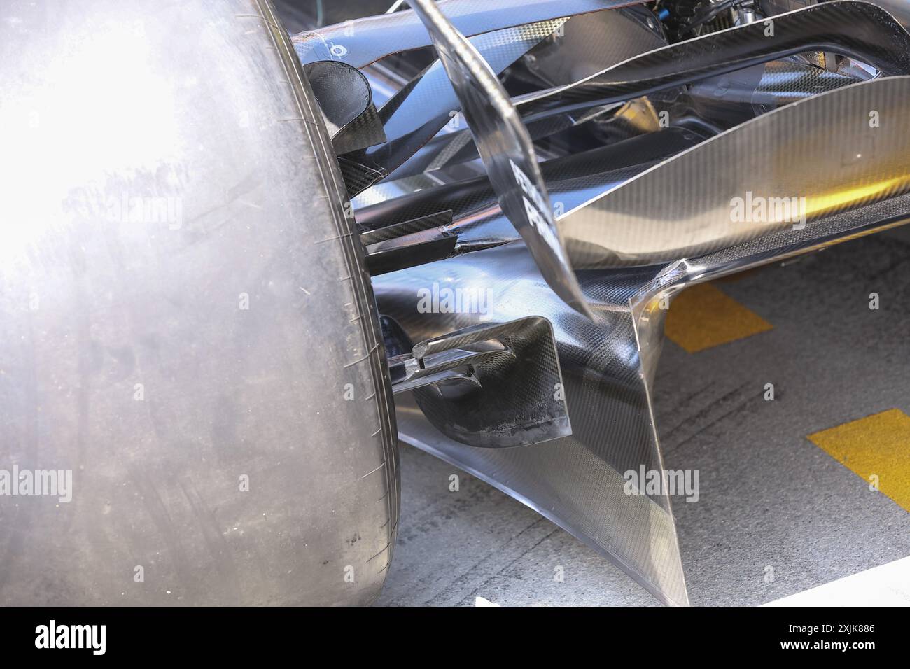 Mercedes AMG F1 Team W15, mechanical detail rear corner during the ...