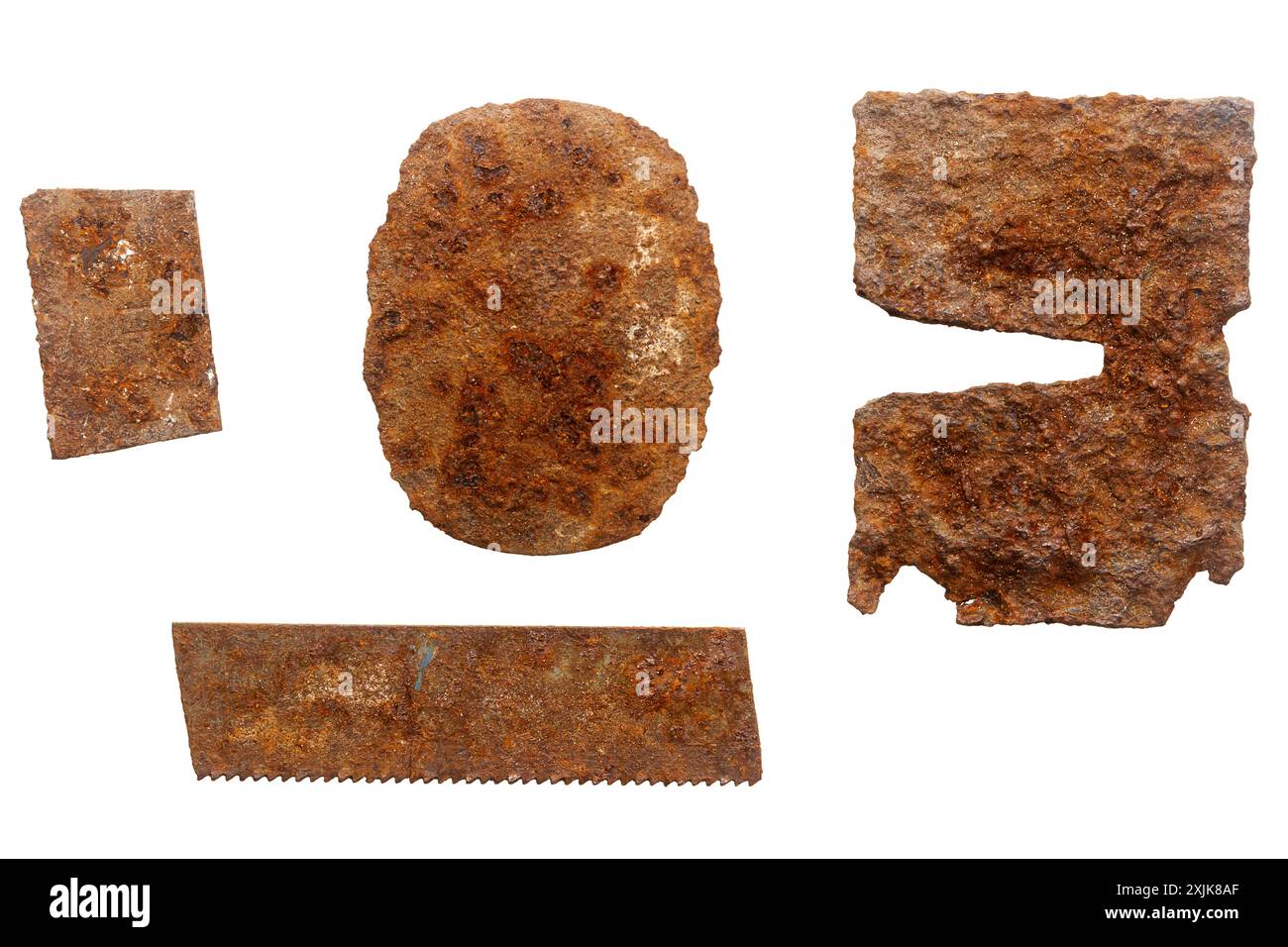 Four old rusty iron details isolated on white background Stock Photo ...
