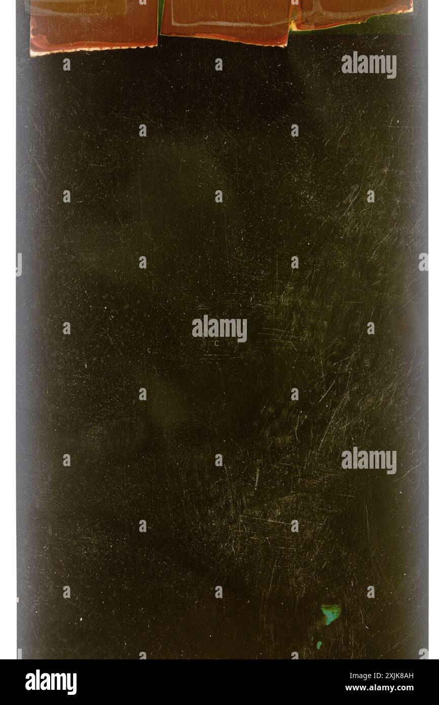 Grungy color 120mm negative film with light leaks isolated on white ...