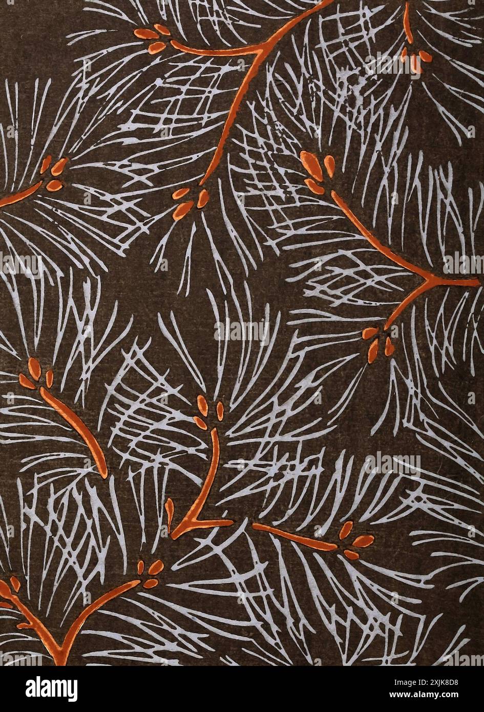 Foliage Stamp Batik. Leaf Pattern. Soft digital illustration with ...
