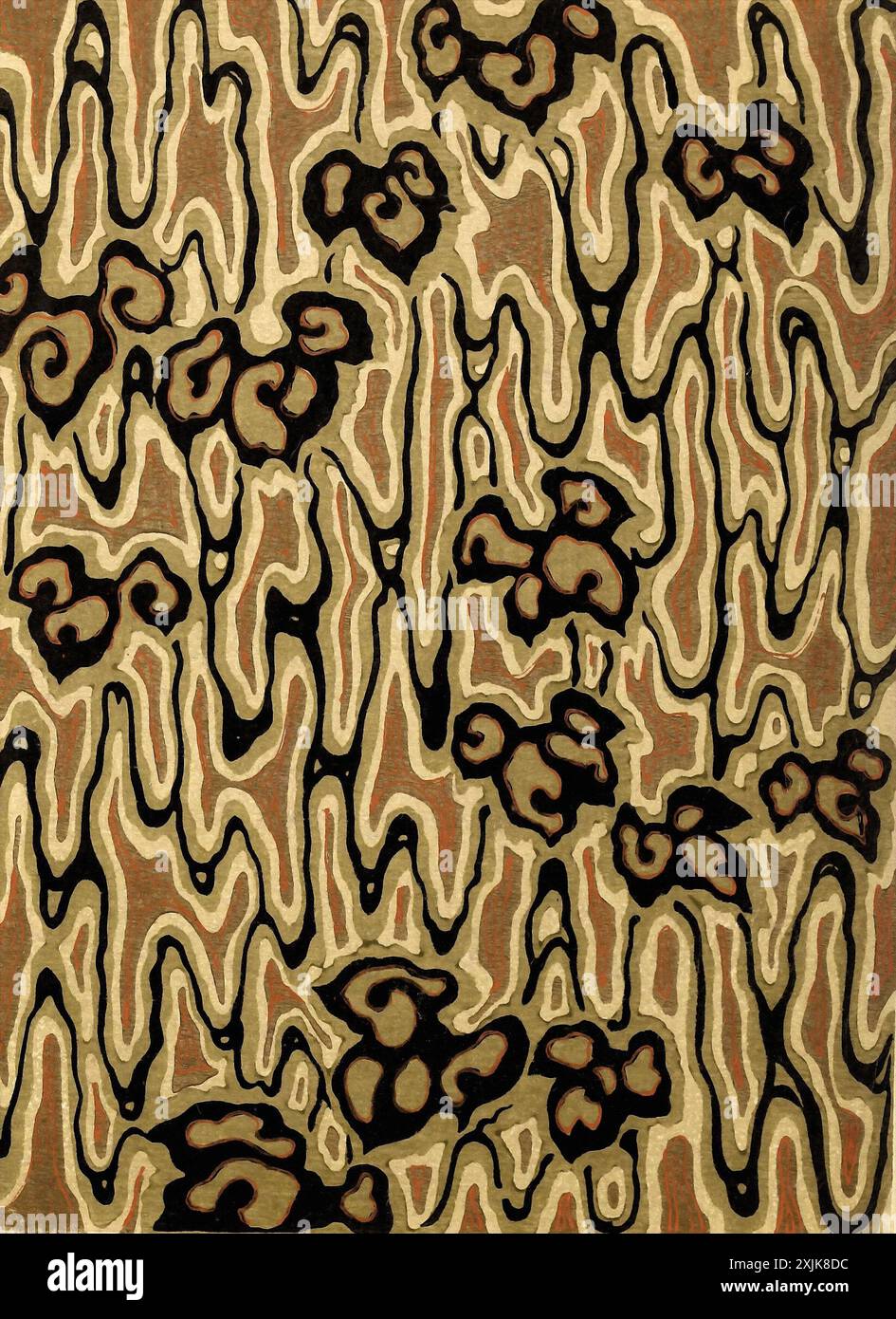 Foliage Stamp Batik. Leaf Pattern. Soft digital illustration with ...