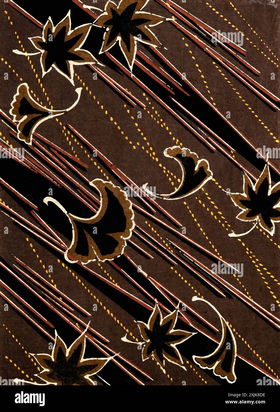 Foliage Stamp Batik. Leaf Pattern. Soft digital illustration with intricate leaf designs in ...