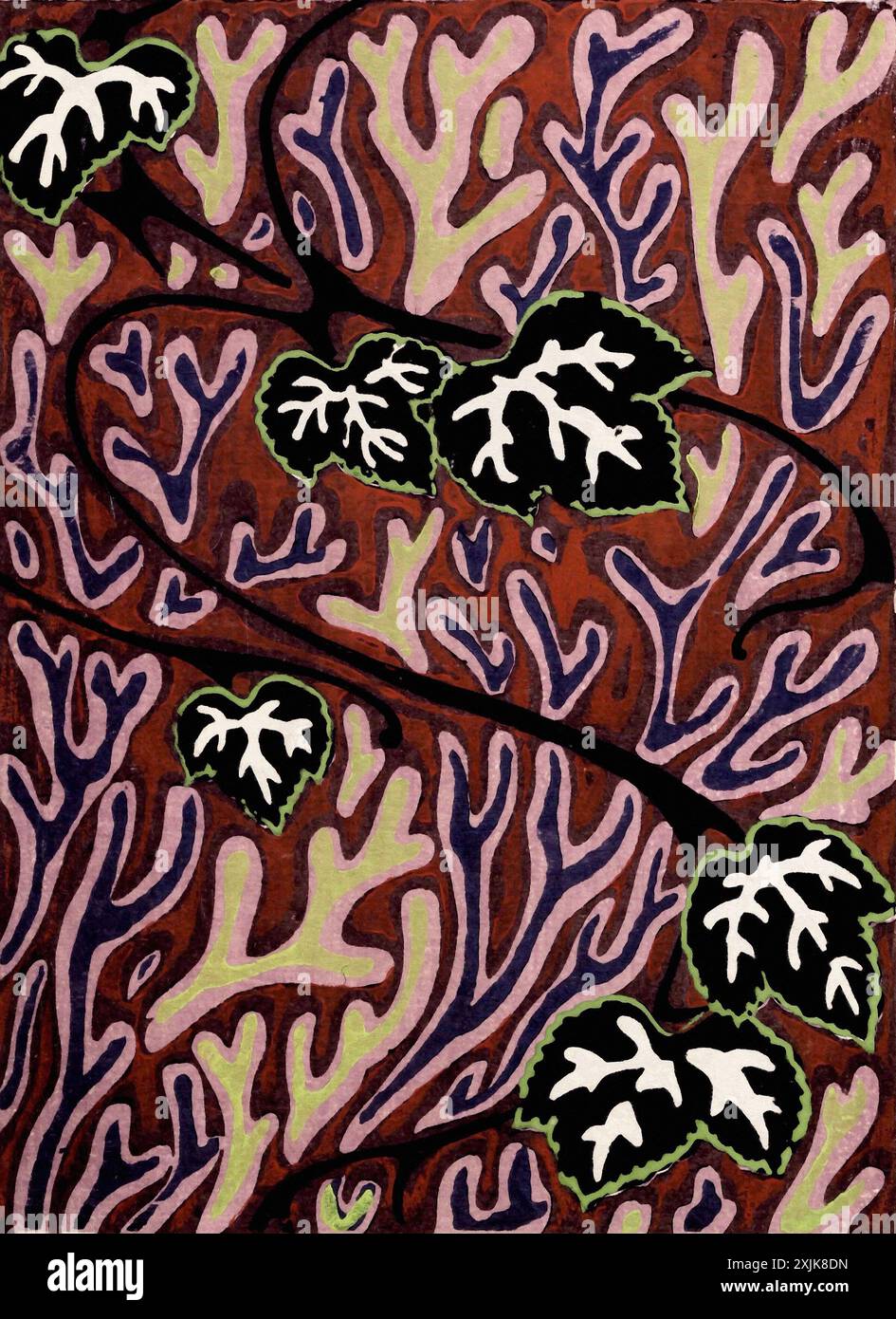 Foliage Stamp Batik. Leaf Pattern. Soft digital illustration with ...