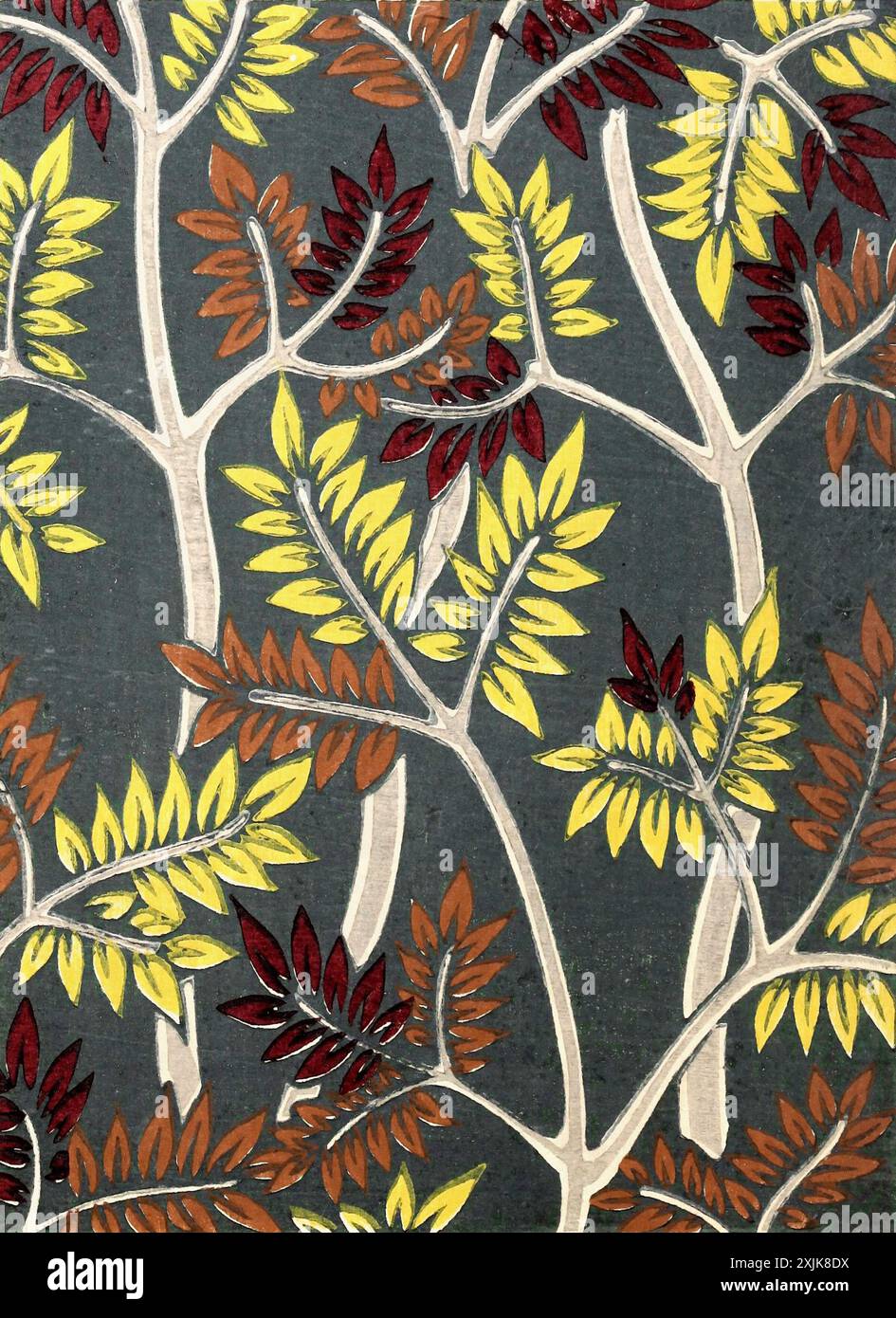 Foliage Stamp Batik. Leaf Pattern. Soft digital illustration with ...