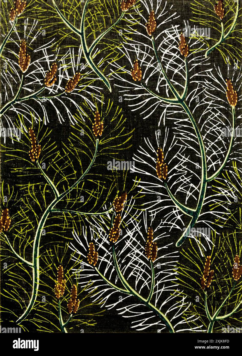 Foliage Stamp Batik. Leaf Pattern. Soft digital illustration with ...