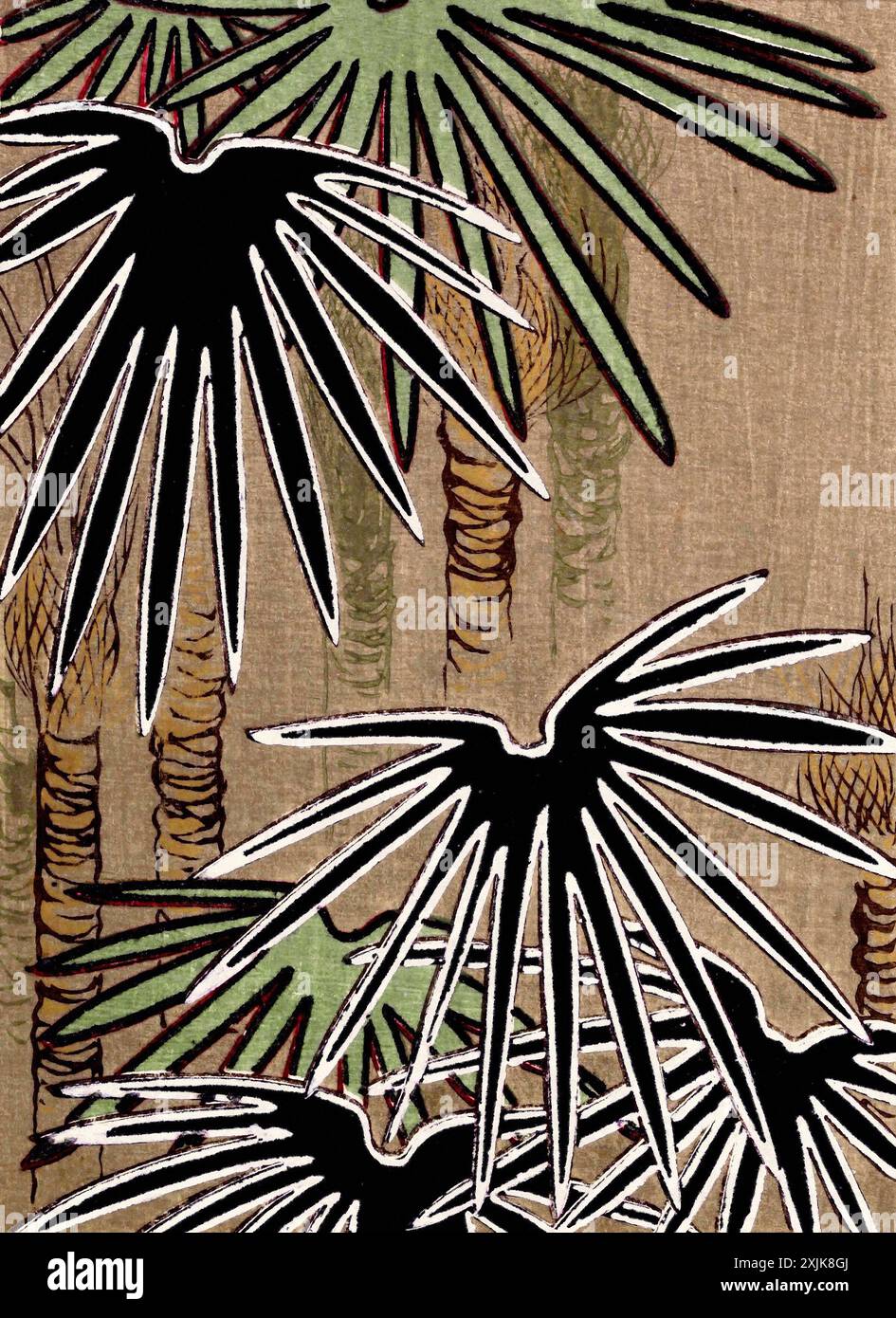 Foliage Stamp Batik. Leaf Pattern. Soft digital illustration with ...