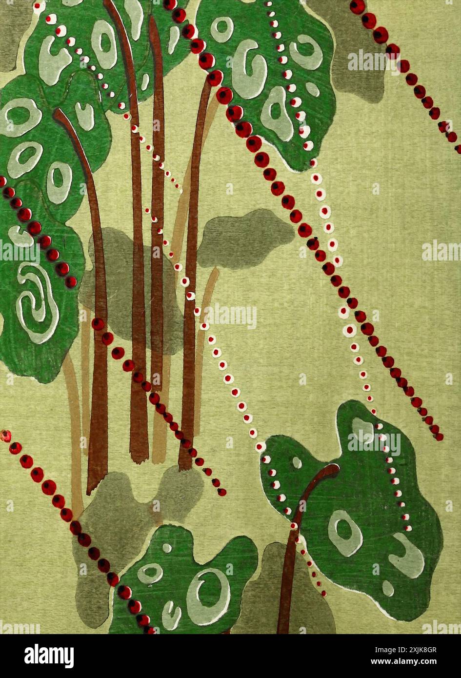 Foliage Stamp Batik. Leaf Pattern. Soft digital illustration with ...