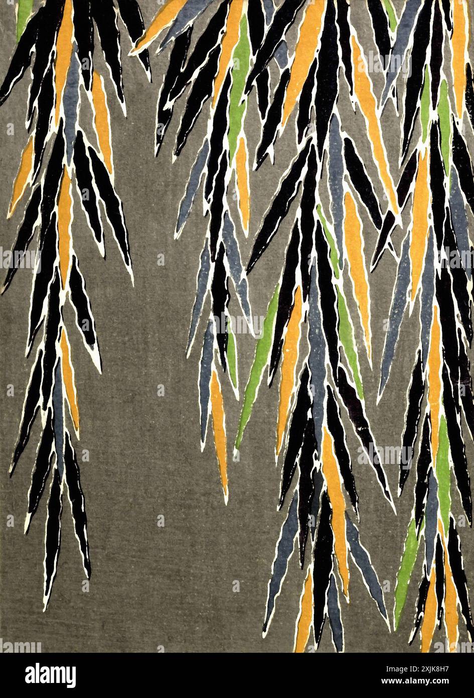 Foliage Stamp Batik. Leaf Pattern. Soft digital illustration with ...