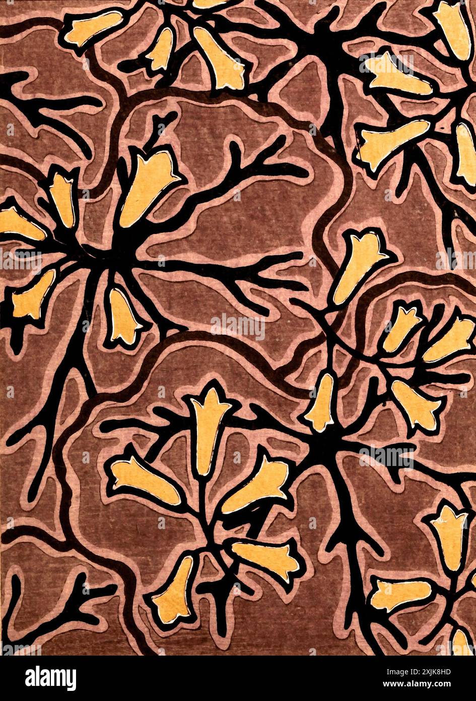 Foliage Stamp Batik. Leaf Pattern. Soft digital illustration with ...