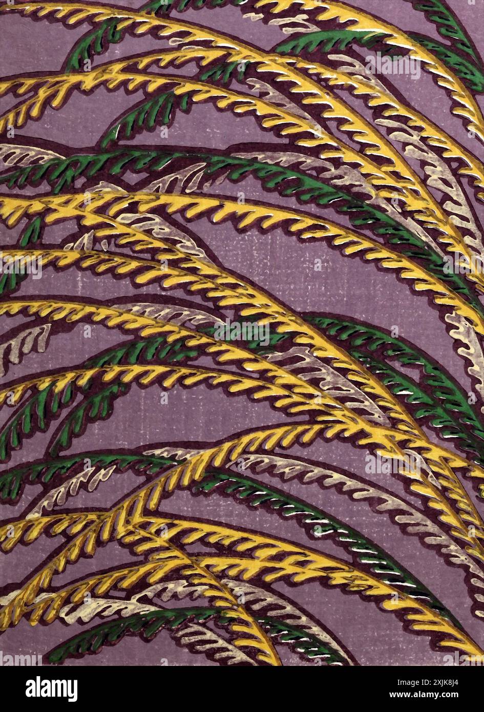 Foliage Stamp Batik. Leaf Pattern. Soft digital illustration with ...