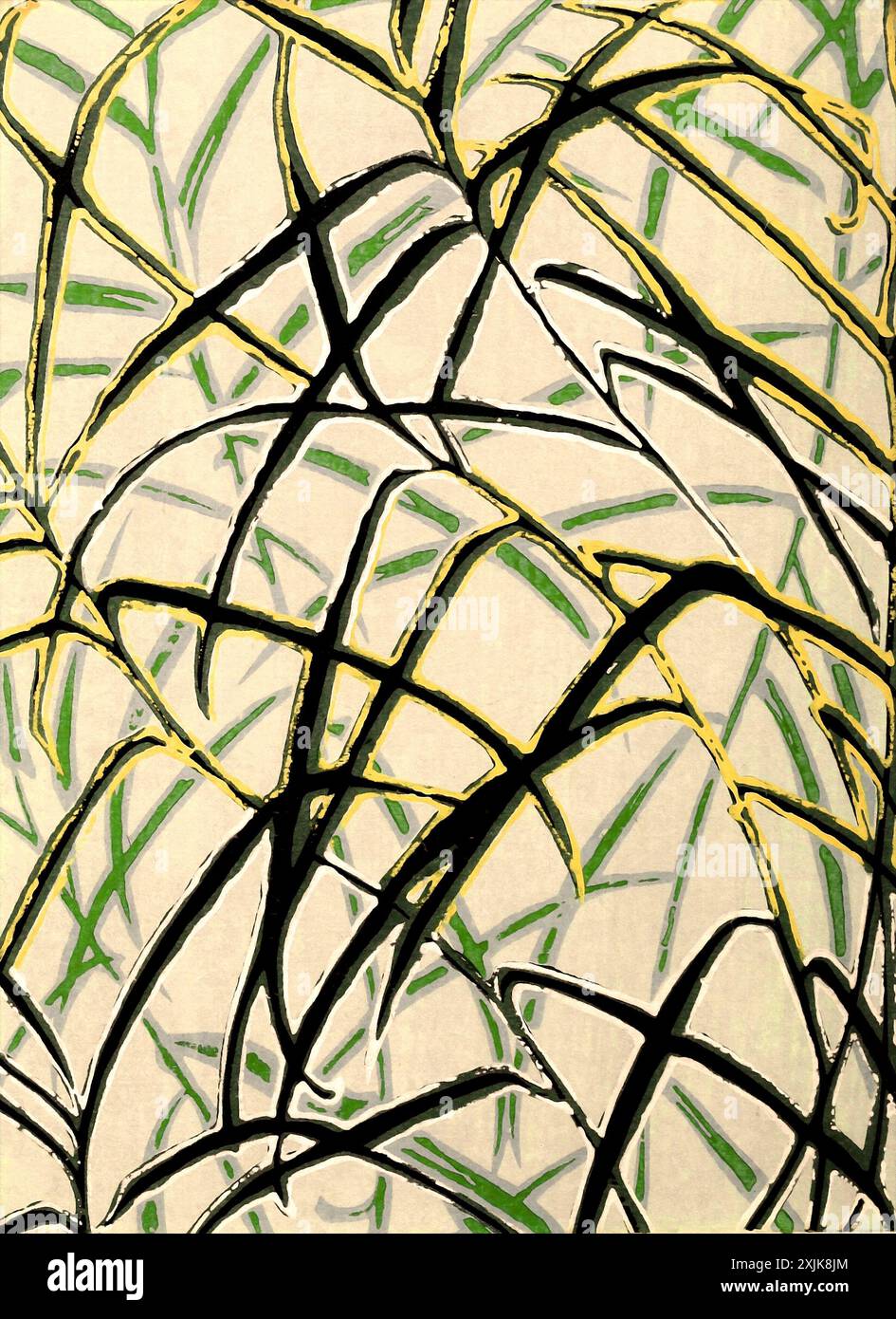 Foliage Stamp Batik. Leaf Pattern. Soft digital illustration with ...