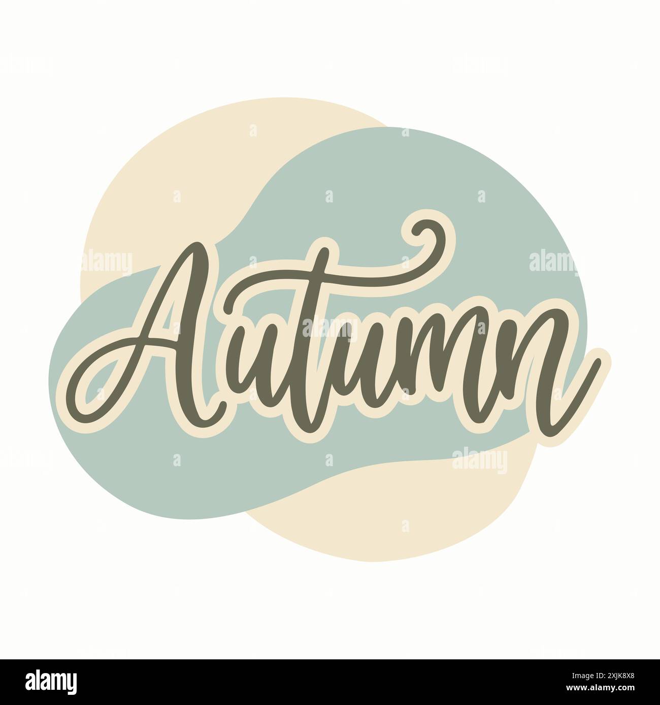 Autumn drawing calligraphy lettering. In vintage retro style in pastel ...