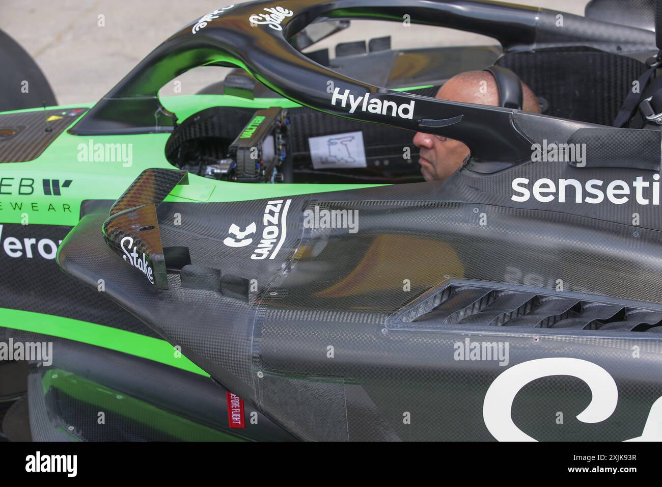 Stake F1 Team Kick Sauber C44, mechanical detail, halo, mirrors during the Formula 1 Hungarian ...