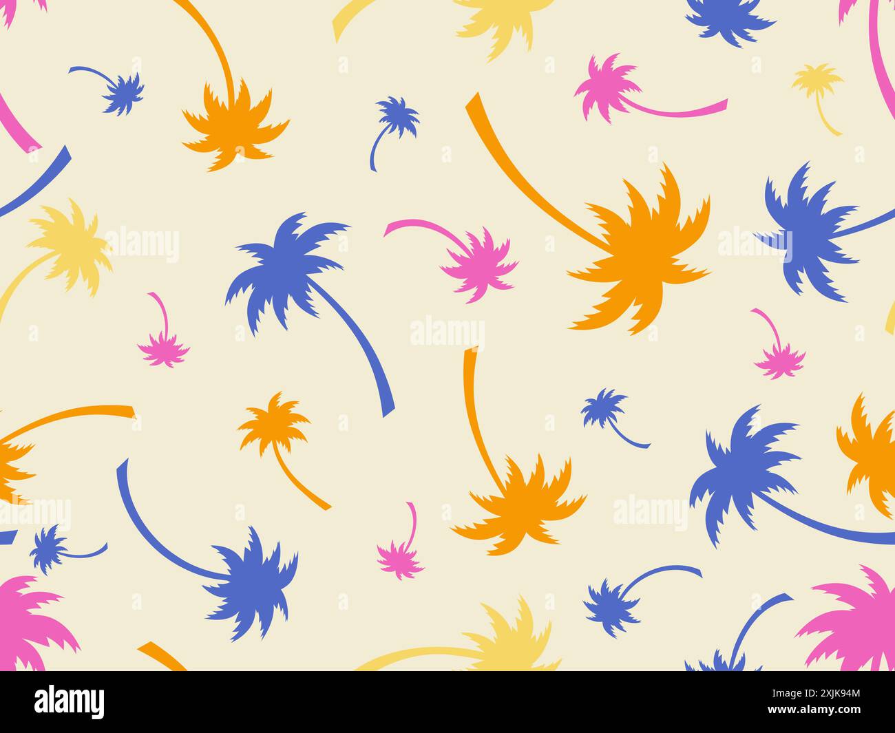 Colorful palm trees seamless pattern. Summer time, wallpaper with ...