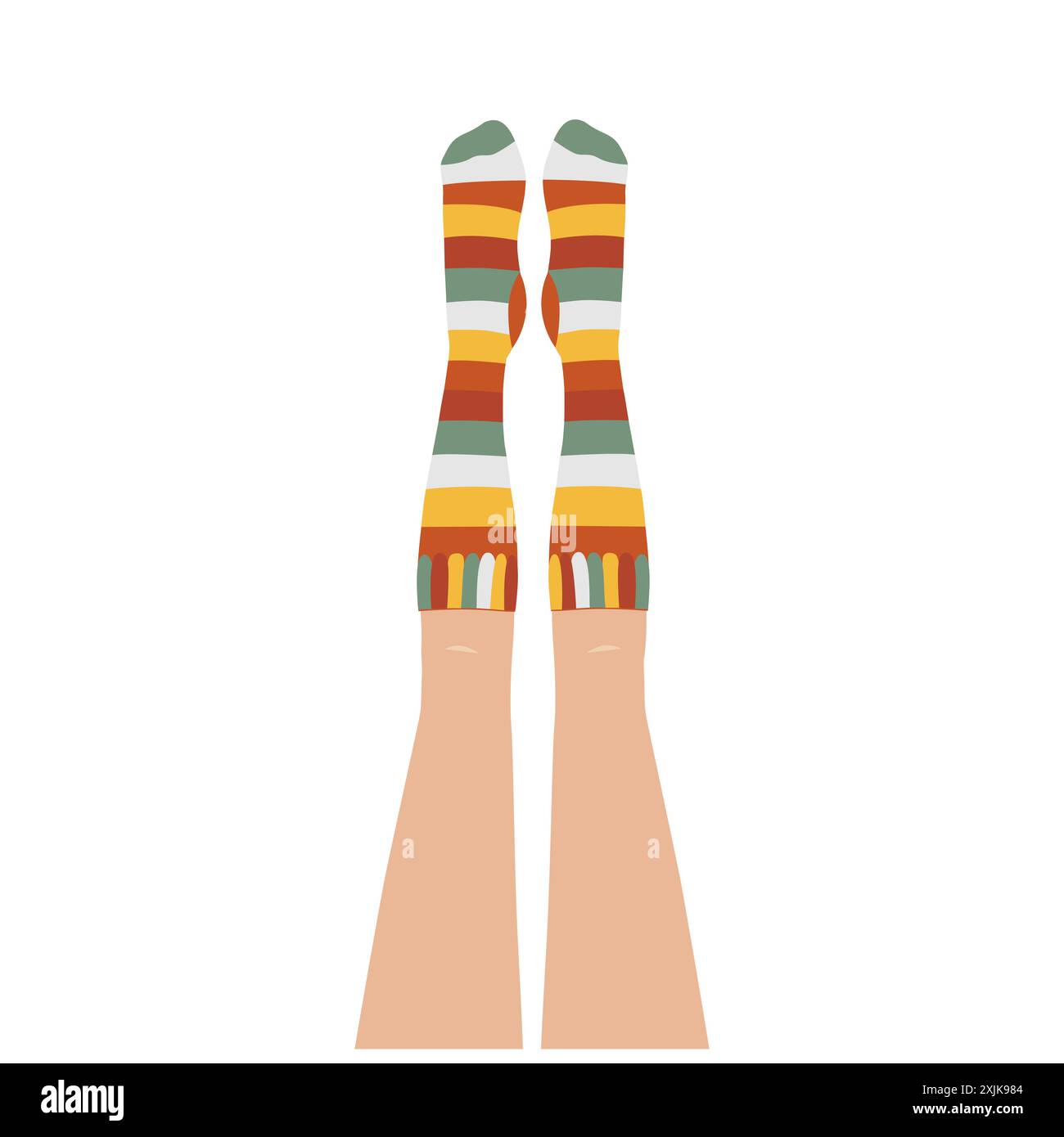 Female legs with stripped multi colored socks. cartoon vector isolated ...