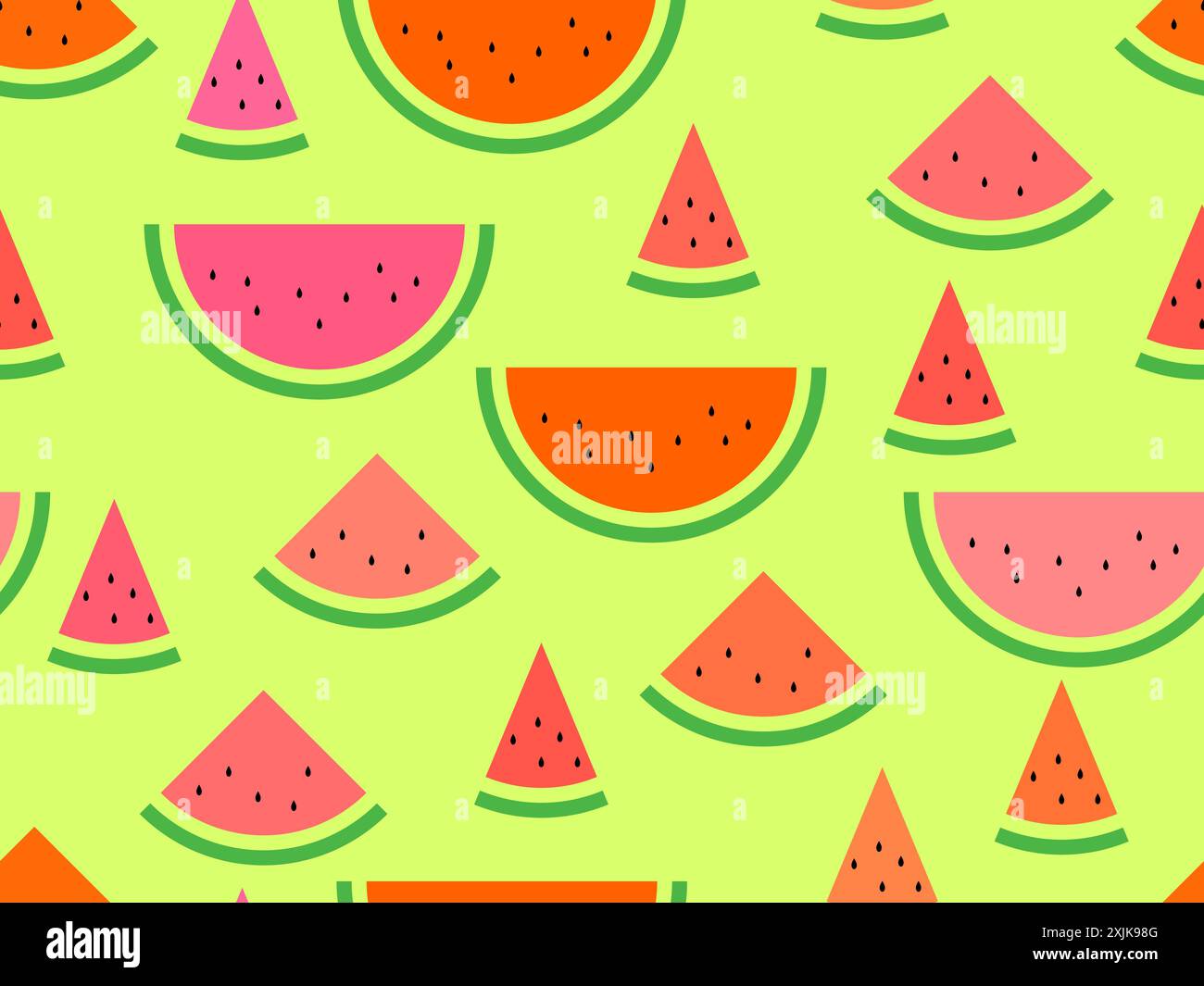 Watermelon seamless pattern. Triangular slices of watermelon. Sliced ...