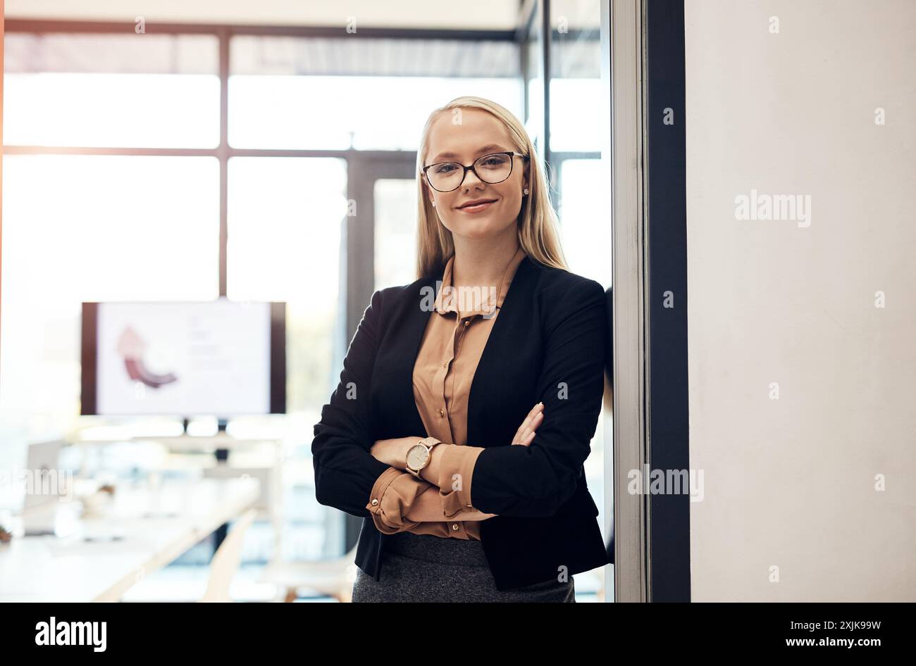 Woman, arms crossed and accountant portrait in agency, employee and ...