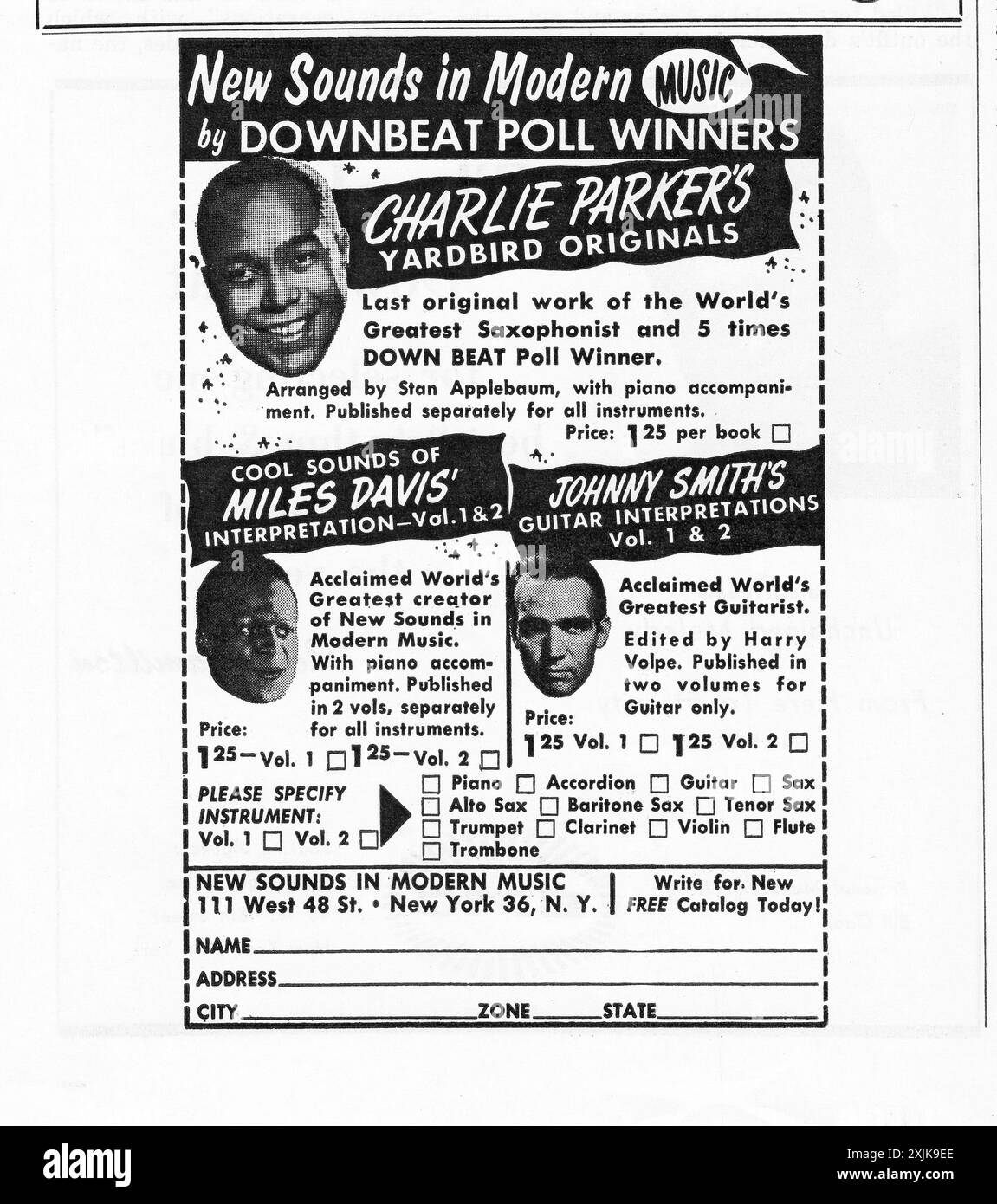 An ad from a mid 1950s magazine for jazz music instruction books of ...