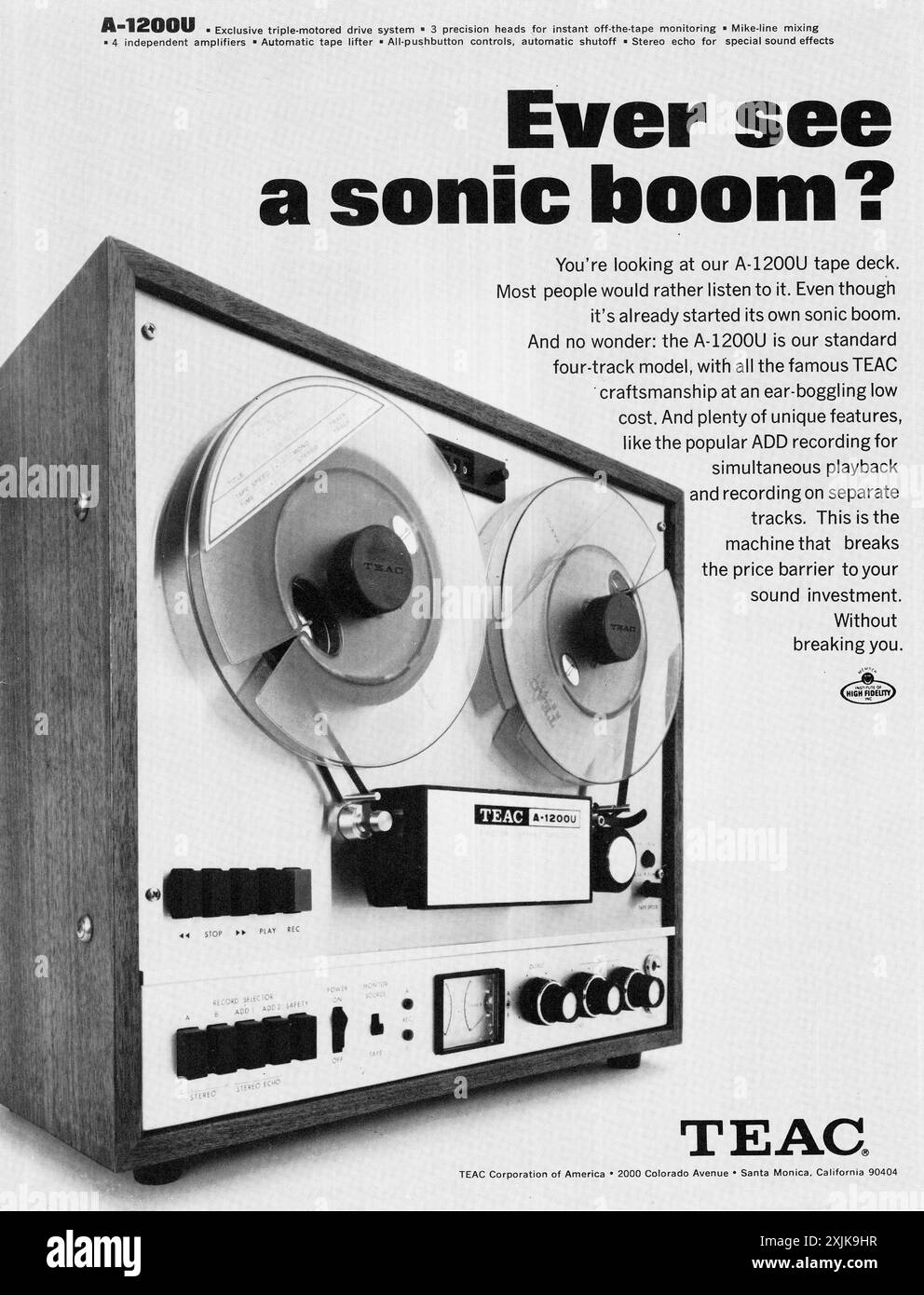 An ad from a 1970 music magazine for TEAC reel to reel Tape Recorders ...