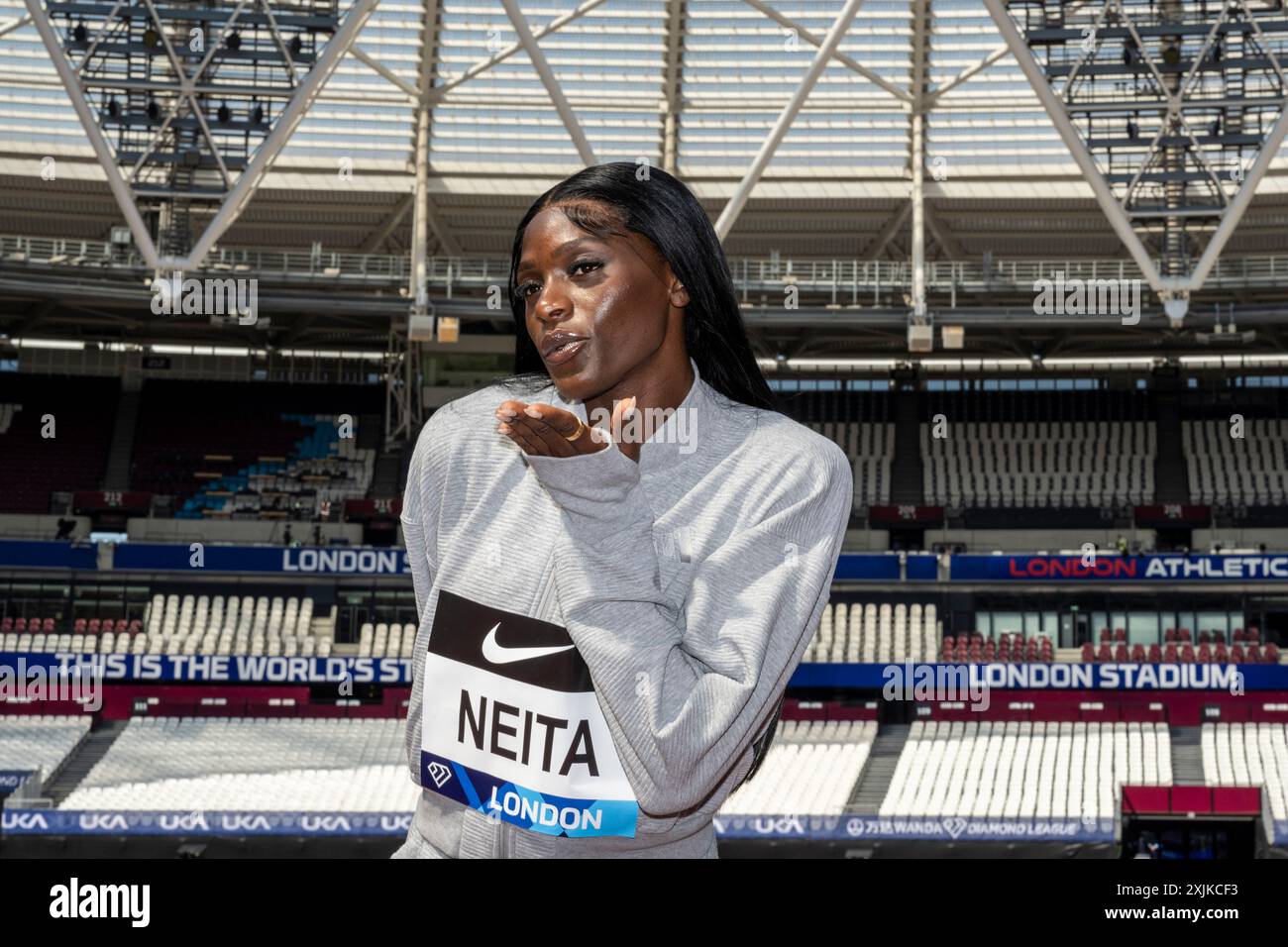 London, UK. 19 July 2024. Daryll Neita (GBR), 200m, at a photocall at ...