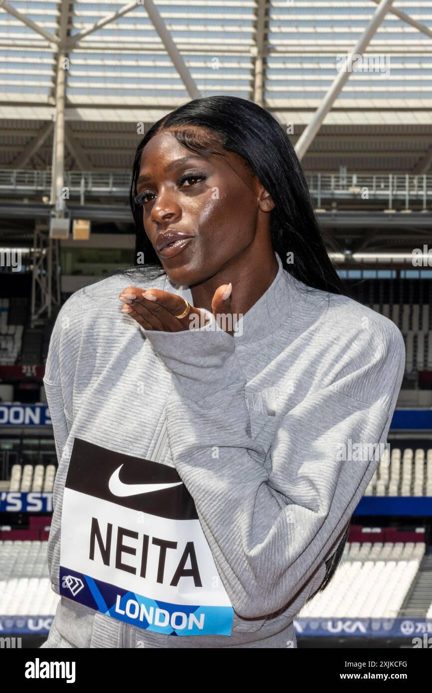 London, UK. 19 July 2024. Daryll Neita (GBR), 200m, at a photocall at ...
