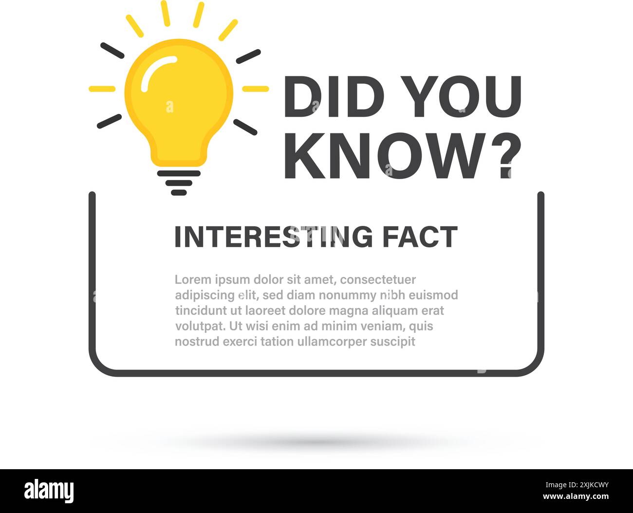 Did you know icon in flat style. Banner with frame and bulb vector ...
