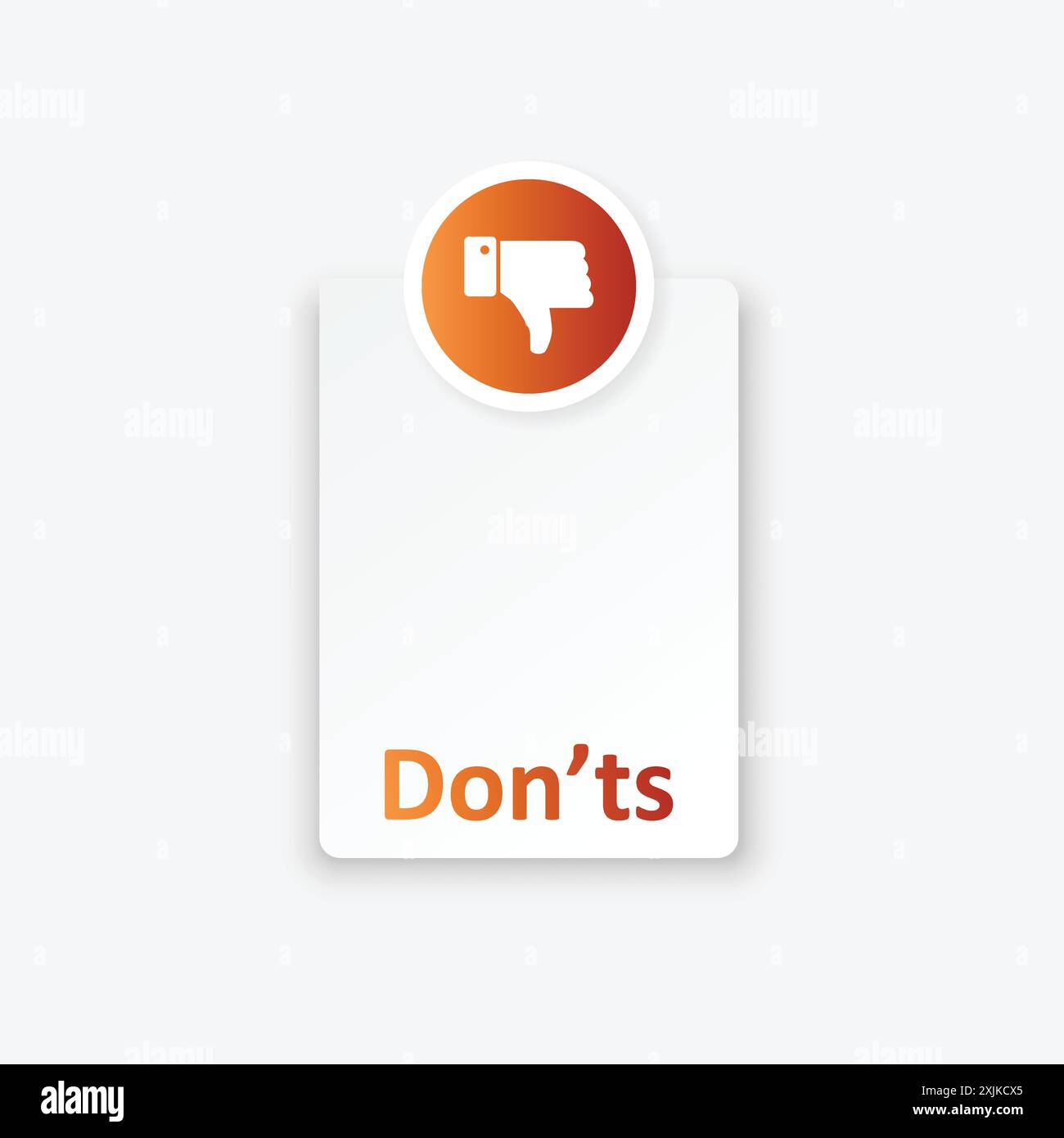 Negative list or planning icon in flat style. Paper sheet with cons ...