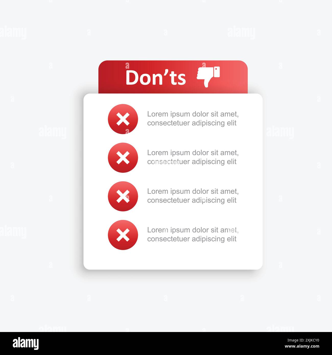 Negative list or planning icon in flat style. Paper sheet with cons ...