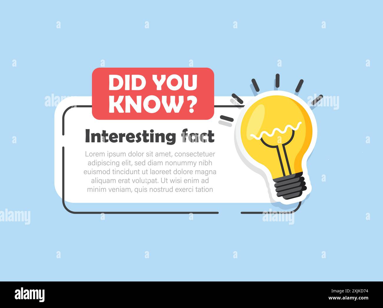 Did you know icon in flat style. Banner with frame and bulb vector ...