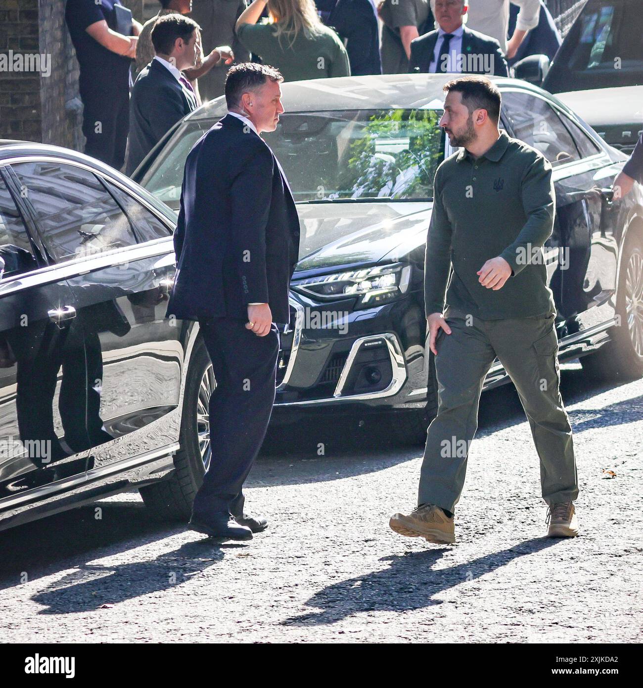 London, 19th July 2024. President Zelenskyy walks up Downing Street ...