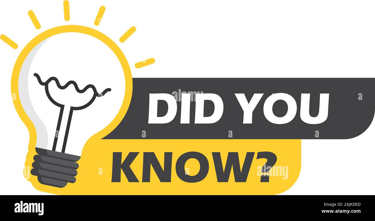 Did you know icon in flat style. Banner with frame and bulb vector ...