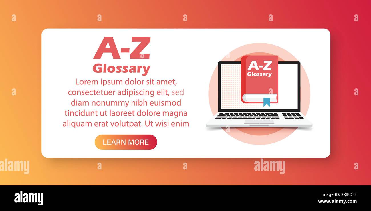 Glossary book with laptop icon in flat style. Guidebook encyclopedia vector illustration on ...