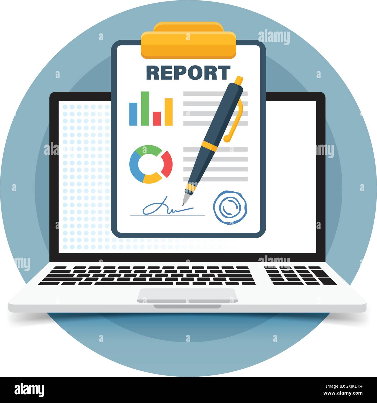 Report document icon in flat style. Dashboard plan vector illustration ...