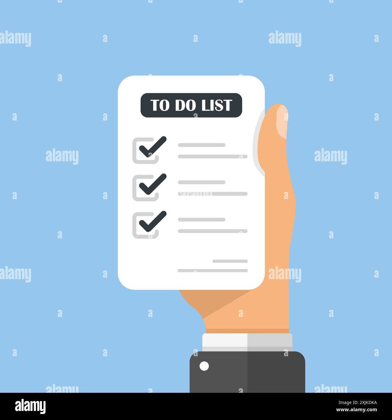 To do list in hand icon in flat style. Paper sheet with clipboard ...