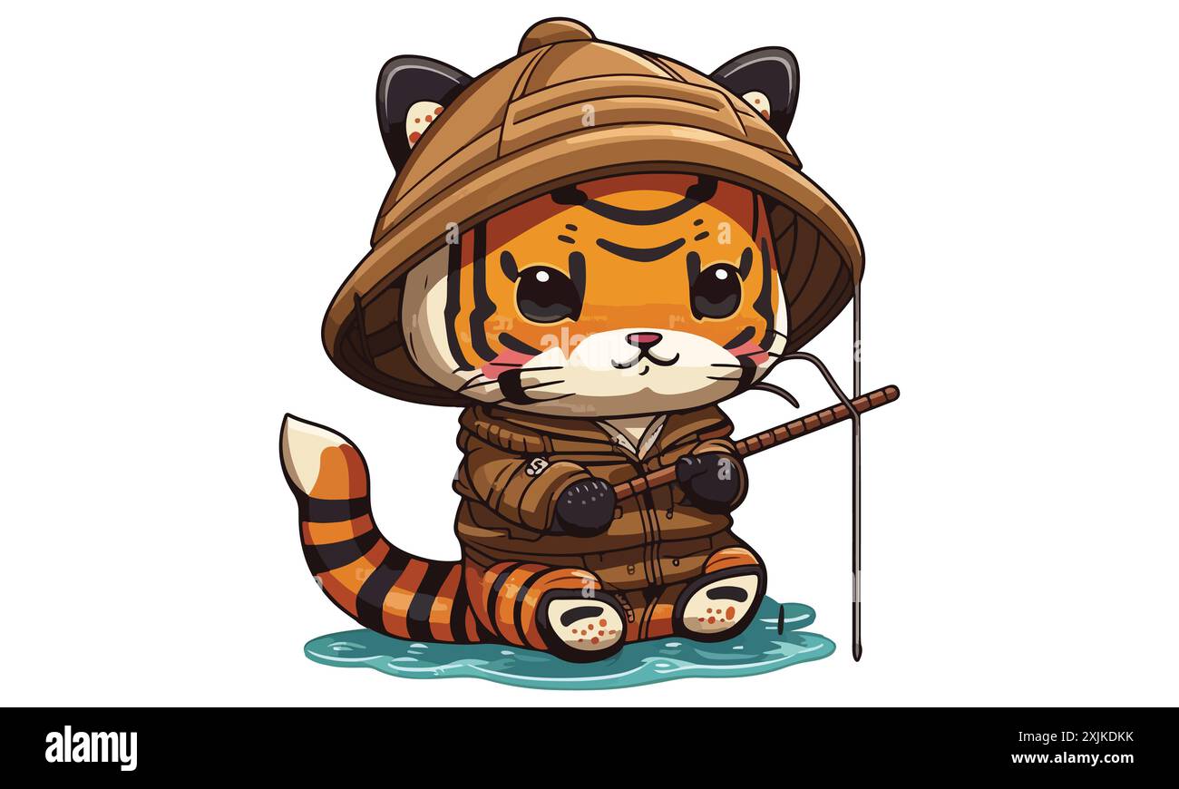 Fisherman Tiger Vector Illustration Stock Vector Image & Art - Alamy