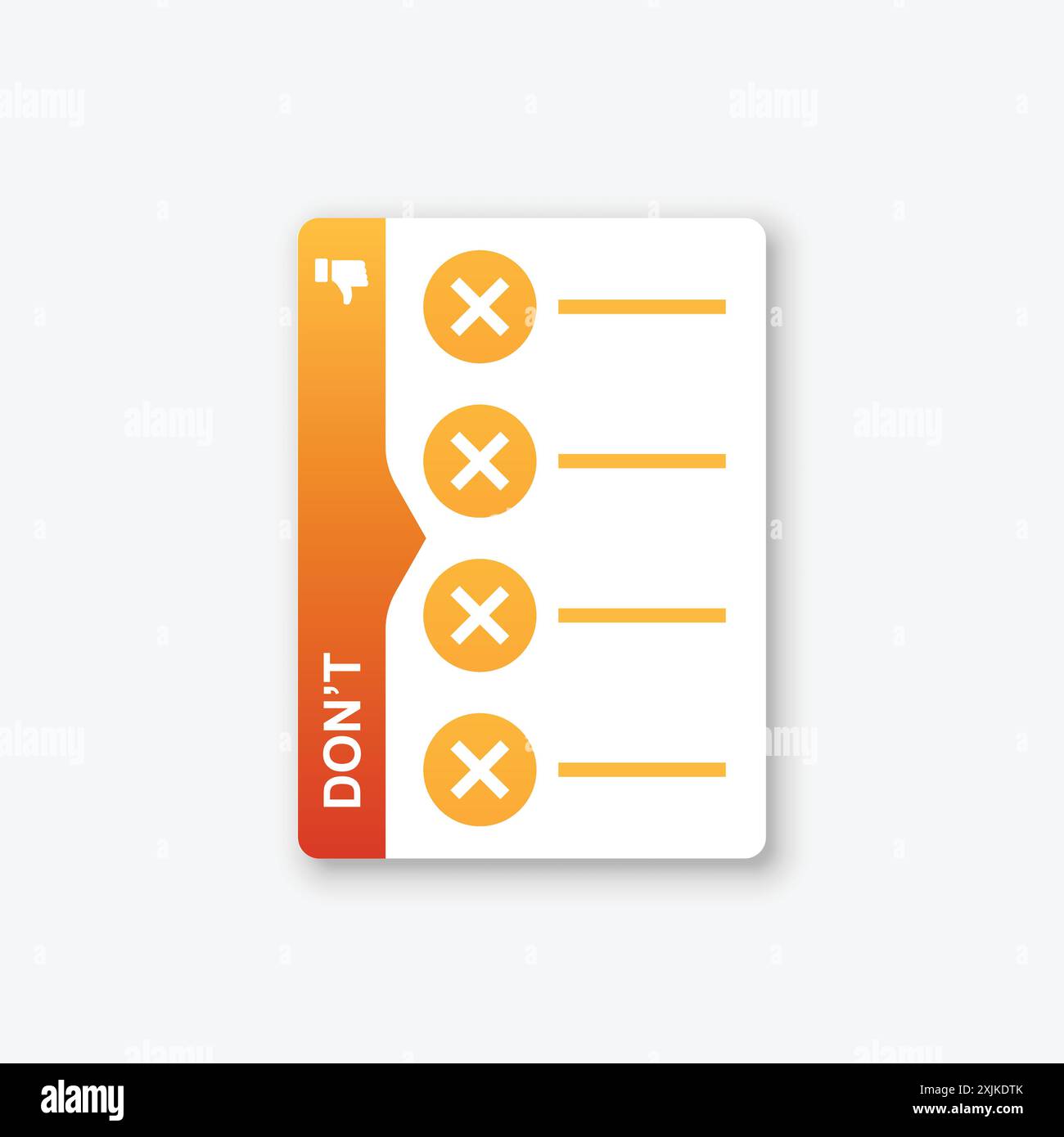 Negative list or planning icon in flat style. Paper sheet with cons ...
