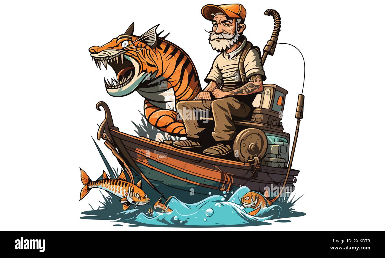 Strong fisherman Stock Vector Images - Alamy