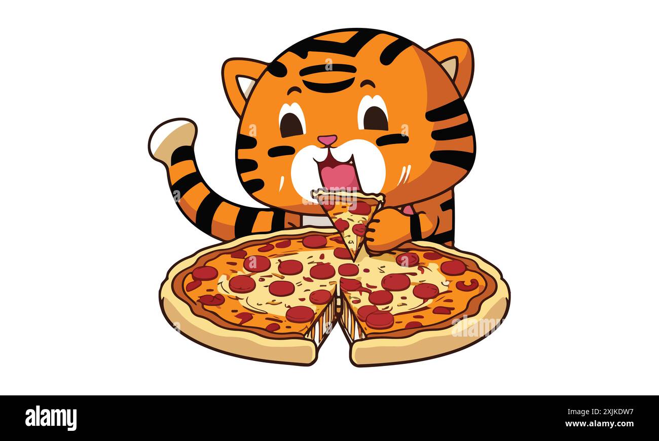 Tiger Pizza Vector Illustration Stock Vector Image & Art - Alamy