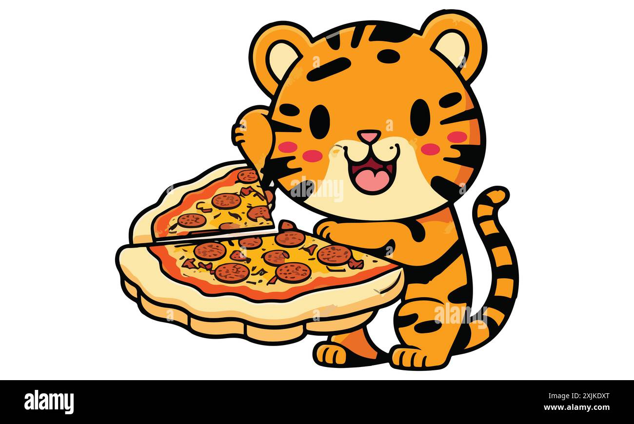 Tiger Pizza Vector Illustration Stock Vector Image & Art - Alamy