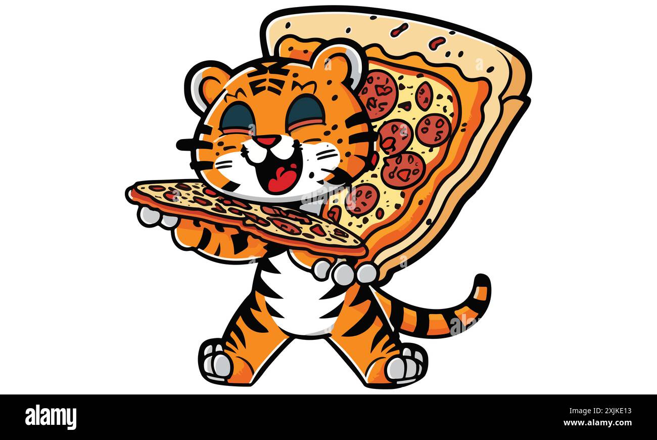 Tiger Pizza Vector Illustration Stock Vector Image & Art - Alamy