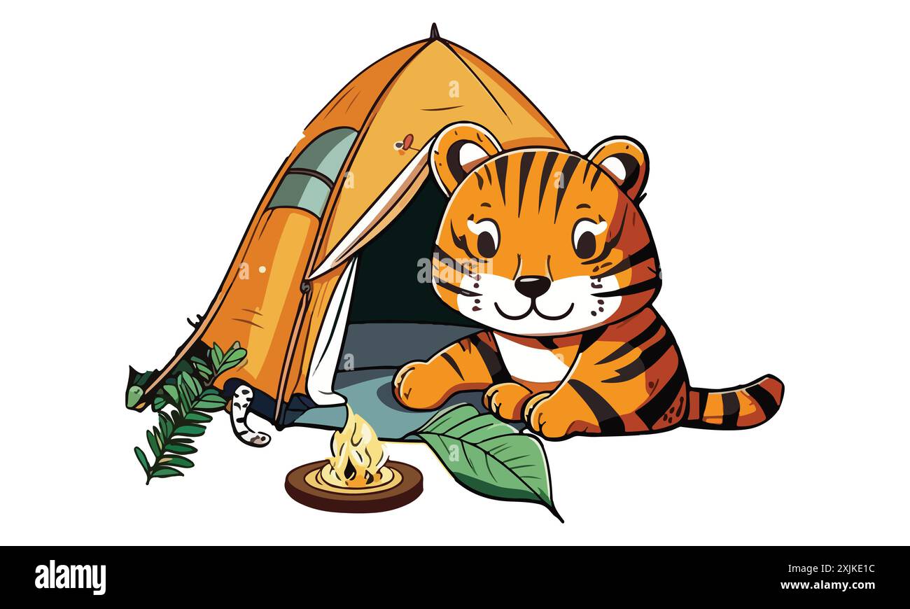 Tiger Camping Vector Illustration Stock Vector Image & Art - Alamy