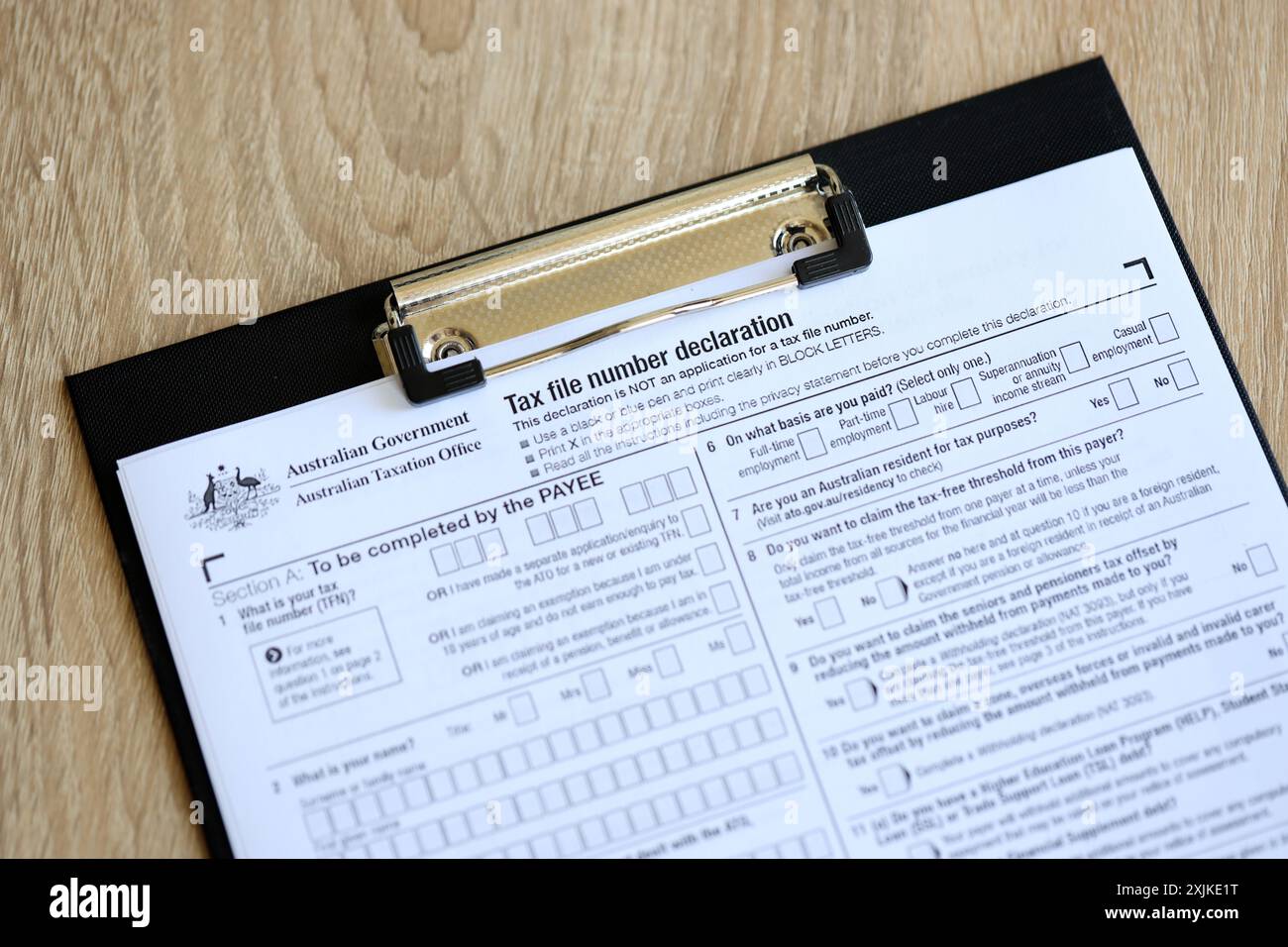 KYIV, UKRAINE - JULY 10, 2024 Australian Tax File Number Declaration ...