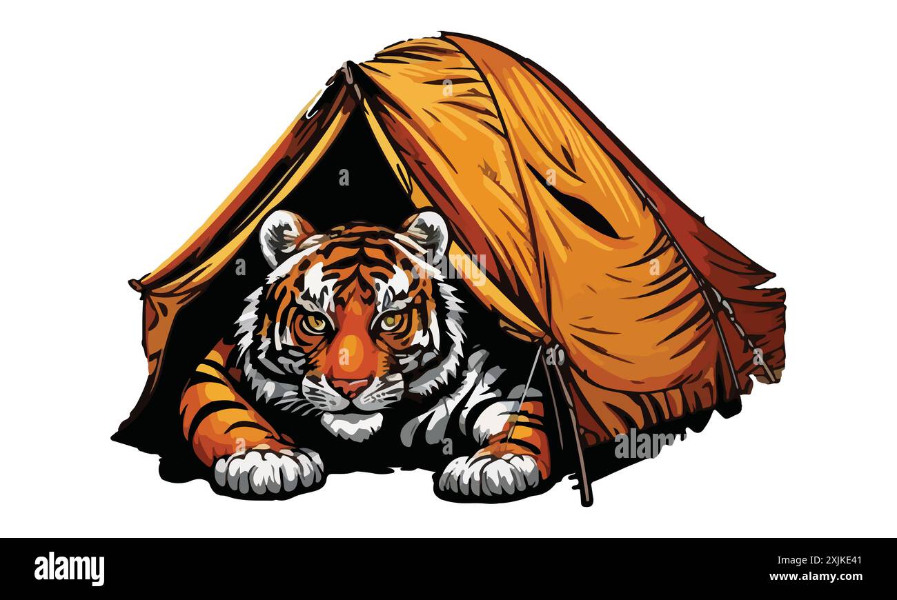 Tiger Camping Vector Illustration Stock Vector Image & Art - Alamy