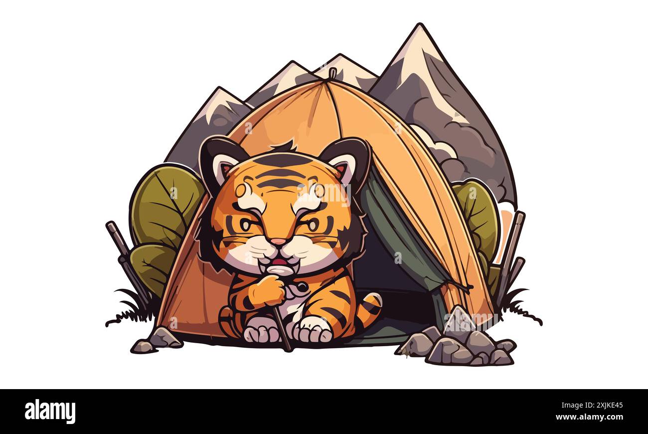 Tiger Camping Vector Illustration Stock Vector Image & Art - Alamy