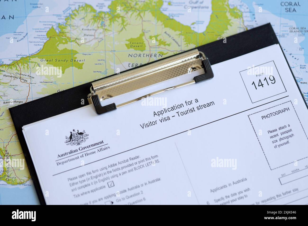 KYIV, UKRAINE - JULY 10, 2024 Australian application for a visitor visa ...