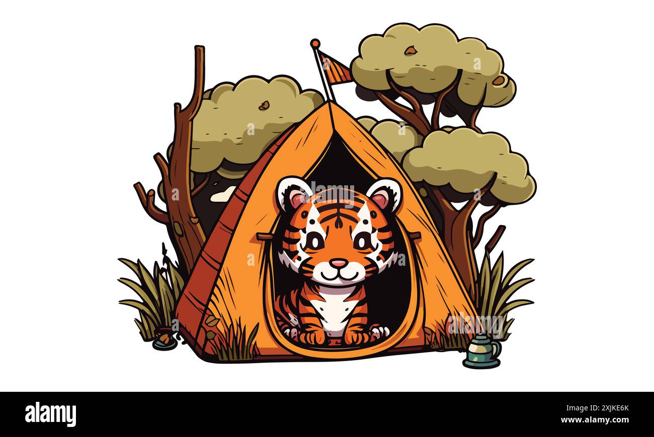 Tiger Camping Vector Illustration Stock Vector Image & Art - Alamy