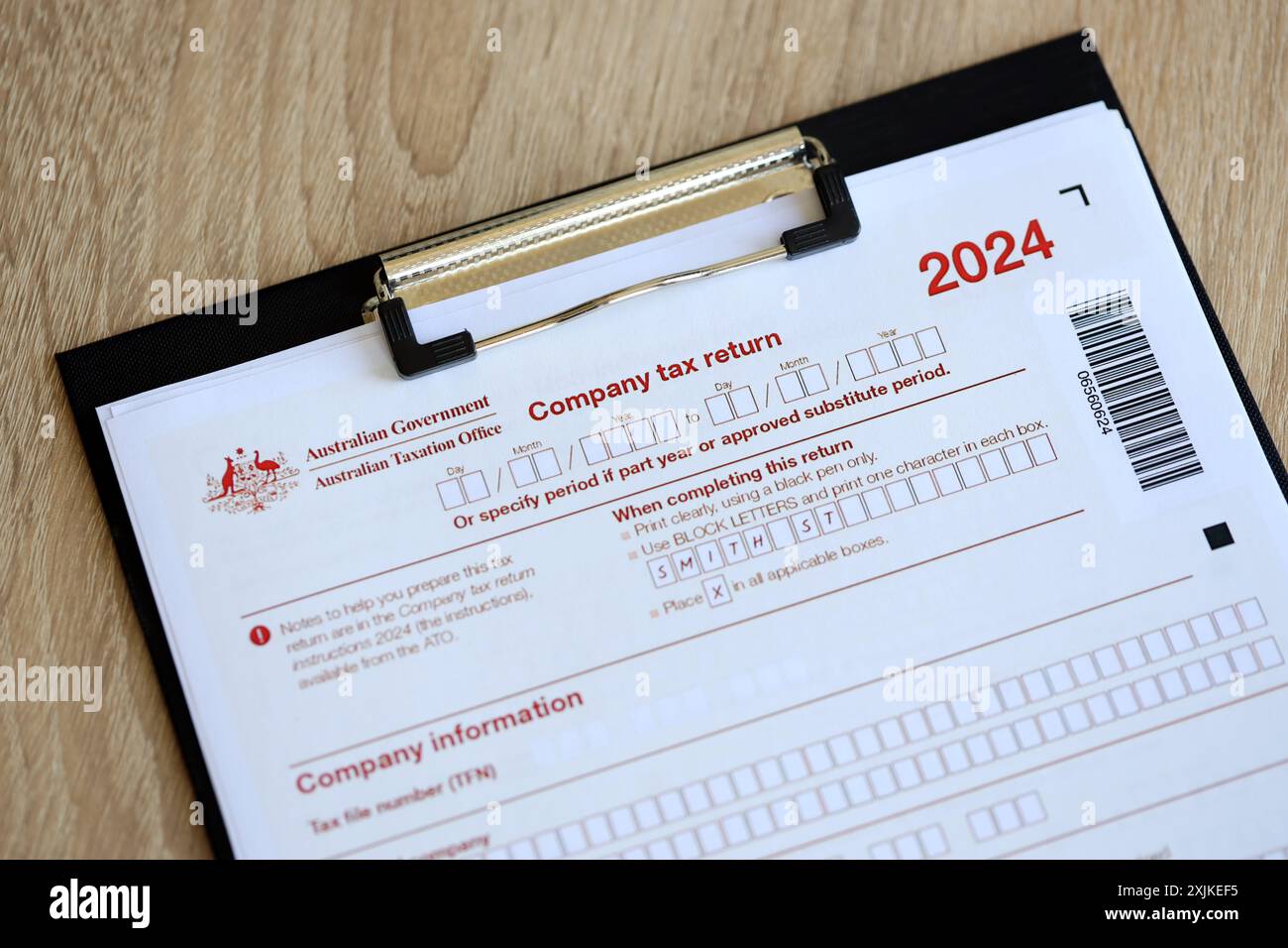 KYIV, UKRAINE - JULY 10, 2024 Australian Company Tax Return blank form ...