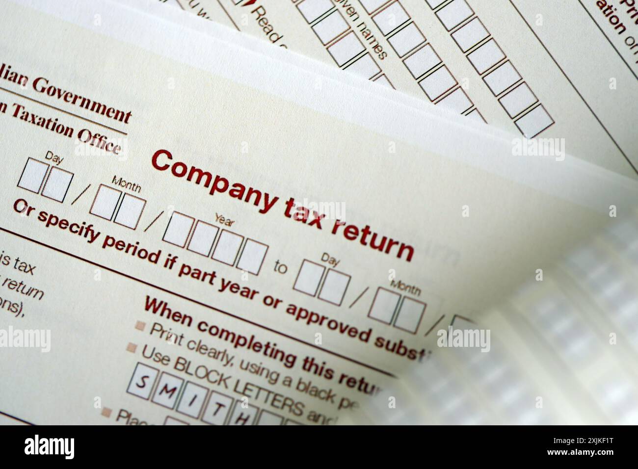 KYIV, UKRAINE - JULY 10, 2024 Australian Company Tax Return blank form ...