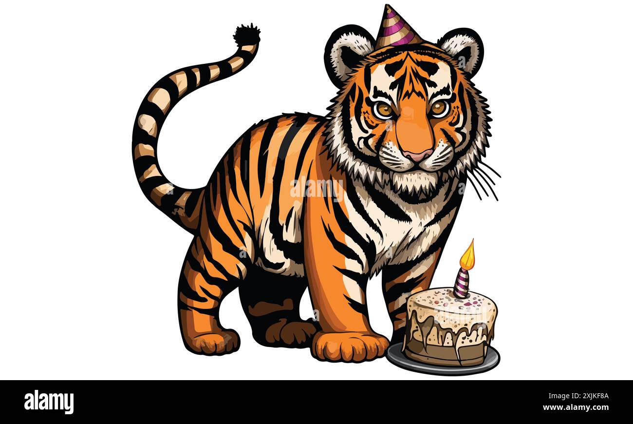 Tiger Birthday Vector Illustration Stock Vector Image & Art - Alamy